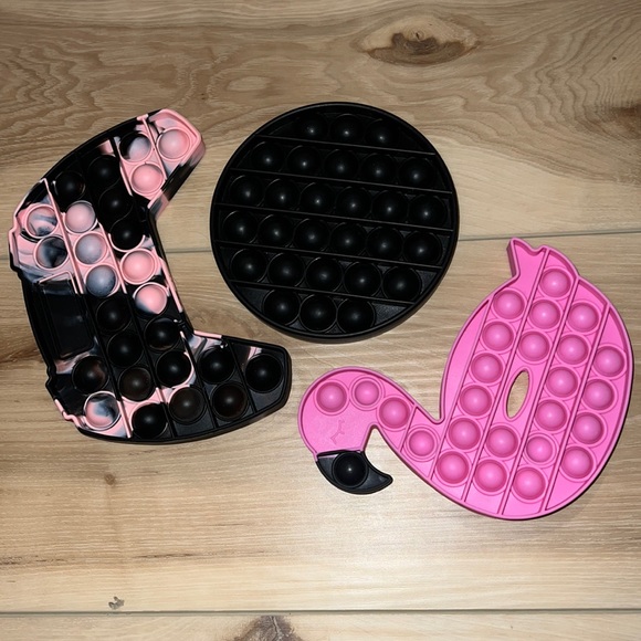 Toys | Bundle 3 Pink And Black Pop It Fidgets | Poshmark